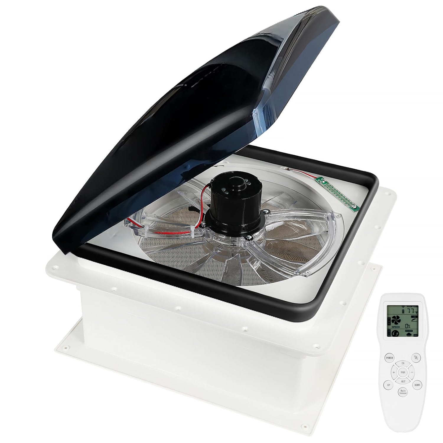 OUTPRIZE RV Roof Vent Fan, 12V Remote Control 14" Quiet Smart RV Roof